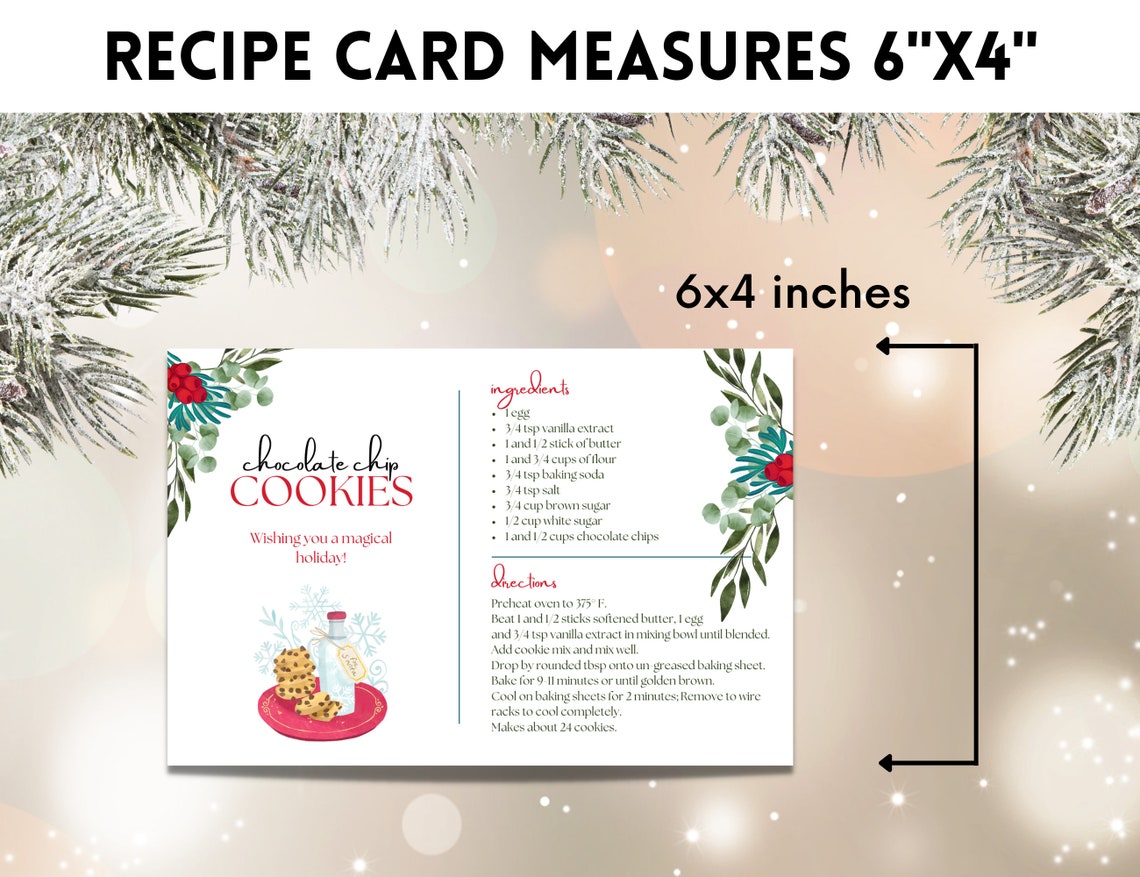 Editable Christmas Recipe Card Simple Recipe Card Holiday - Etsy