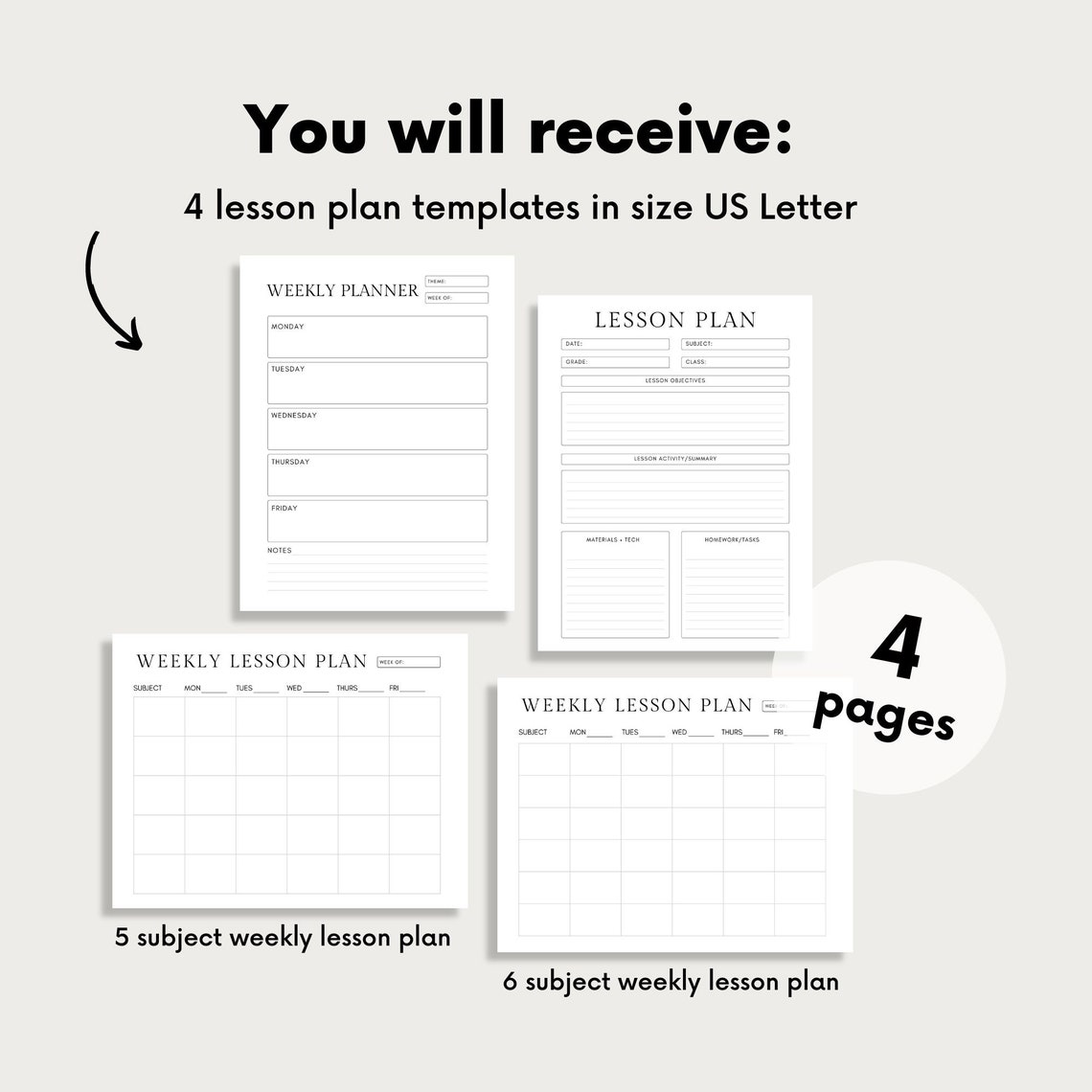 Lesson Plan Template, Simple Lesson Plan Book, Weekly Lesson Plan ...
