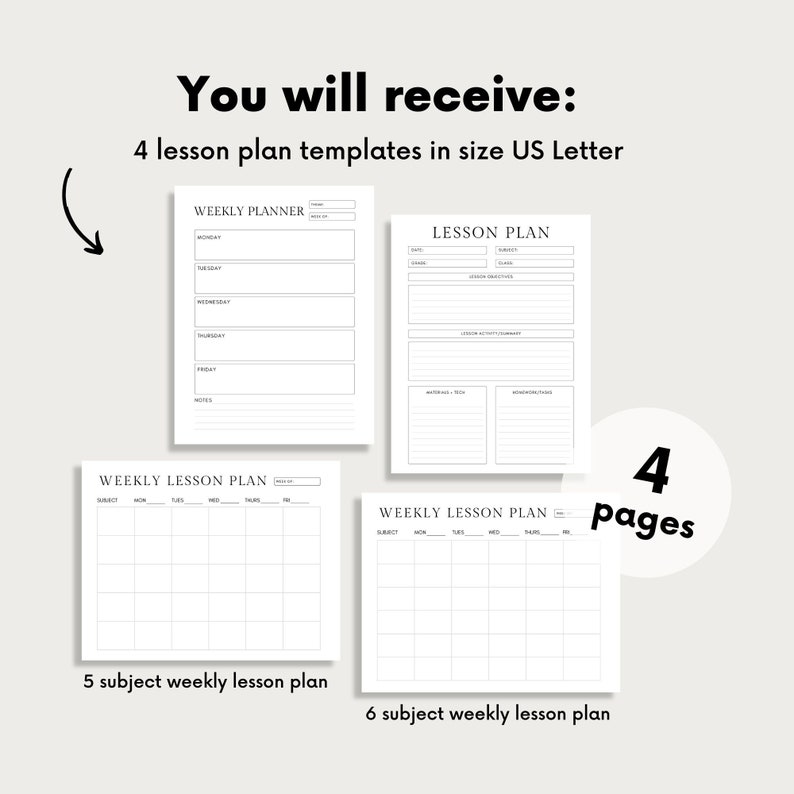 Lesson Plan Template, Simple Lesson Plan Book, Weekly Lesson Plan ...