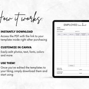 Small Business Time Sheet Employee Time Sheet Time Sheet - Etsy