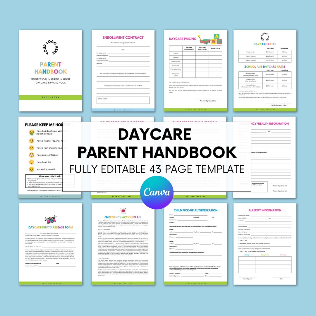 Daycare Parent Handbook, Childcare Enrollment Forms, Daycare Policies ...