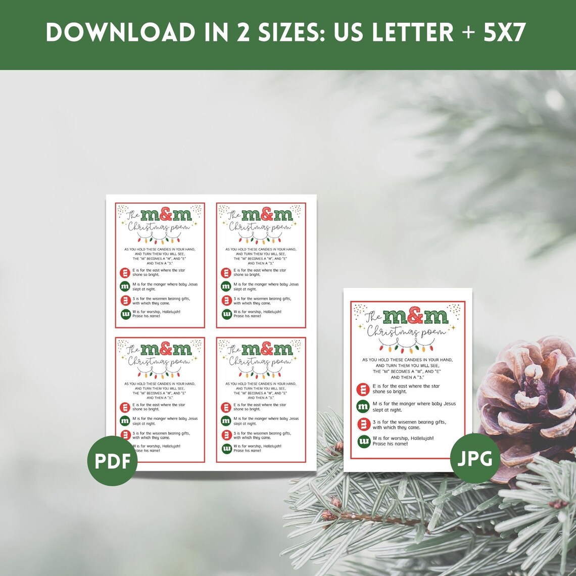 M&M Christmas Poem Gift Tag, Nativity Legend, Christmas Printable Tag ...