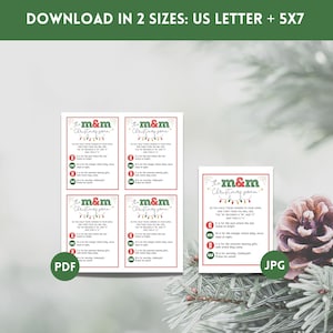 M&M Christmas Poem Gift Tag, Nativity Legend, Christmas Printable Tag ...