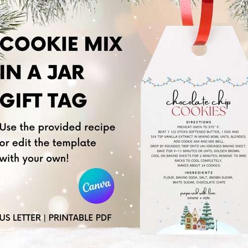 Editable Holiday Cookie in a Jar Instructions Label Christmas - Etsy