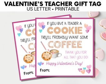 Valentines Gift Tag Teacher. Printable Teacher Gift Tags. Printable ...