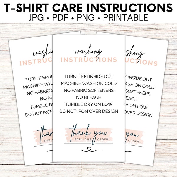 Dtf Care Instruction Template - Etsy