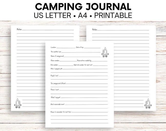 Campground Log, Printable Campsite Log, RV Planner, Camping Planner ...