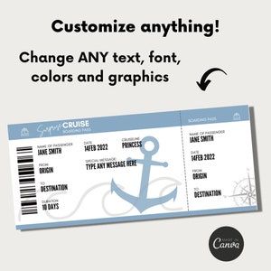 Instant Download, Cruise Boarding Pass Ticket, Printable Cruise Ticket ...