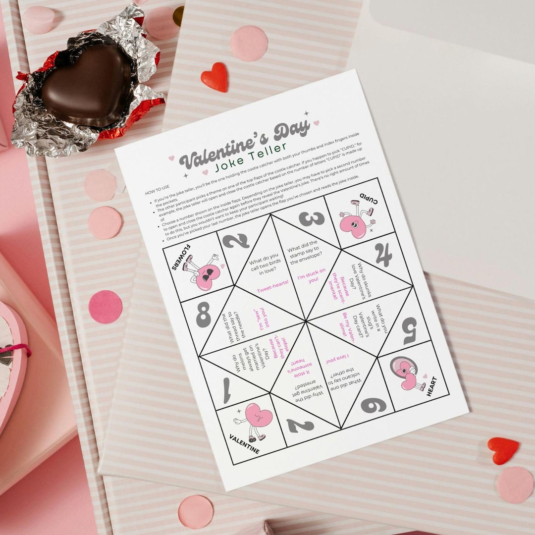 Cootie Catcher Valentine - Printable Kids Joke Teller - Fun Classroom ...