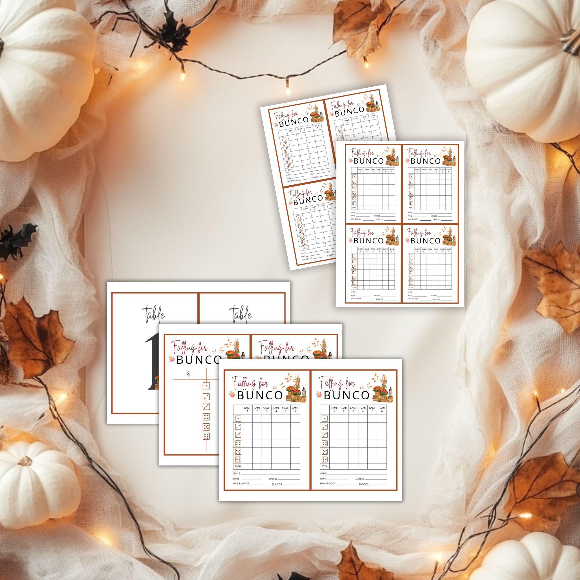 Fall Bunco Score Card, Fall Bunco Score Sheet, Thanksgiving Bunco ...