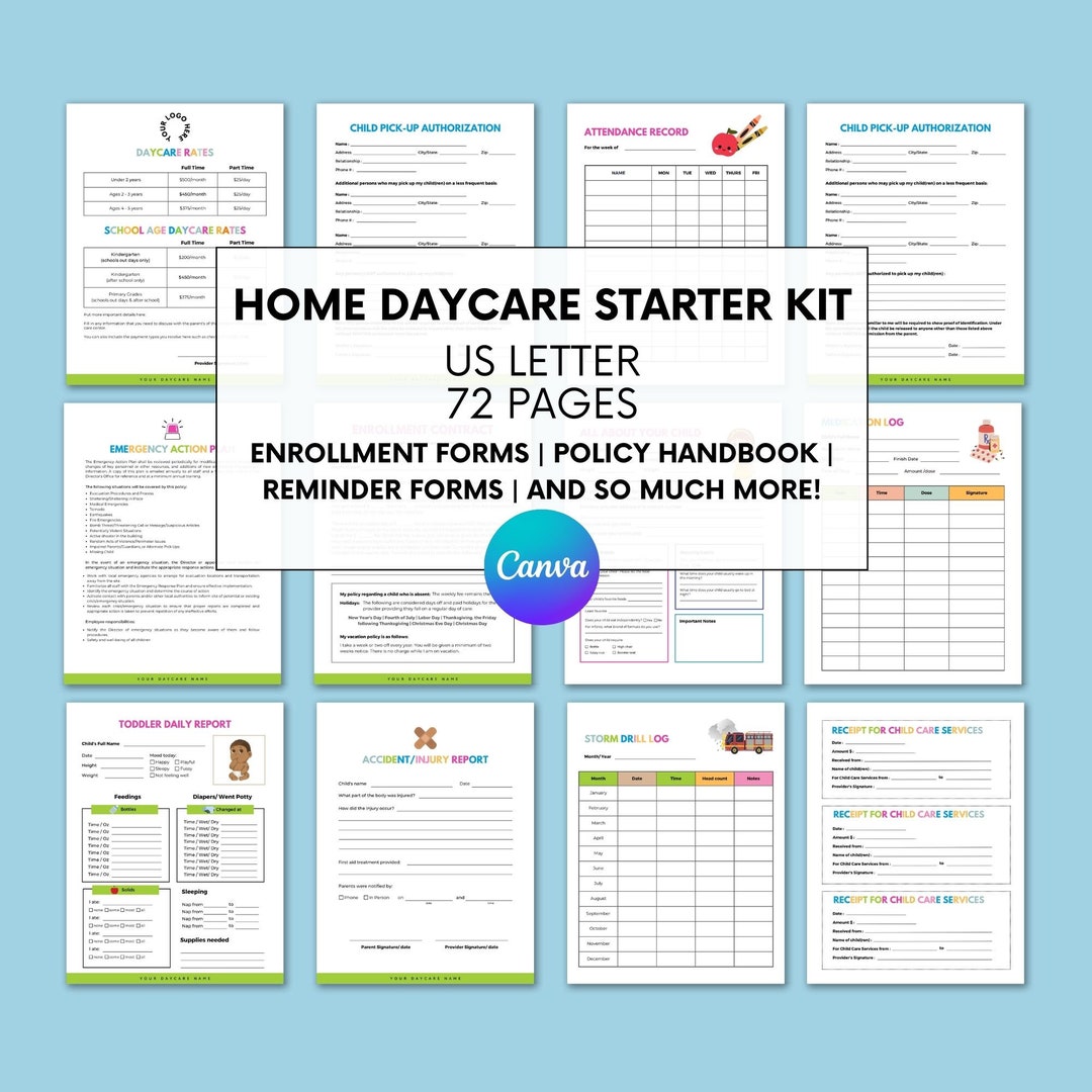 Daycare Forms, Daycare Starter Kit, Daycare Daily Report, Child Care ...