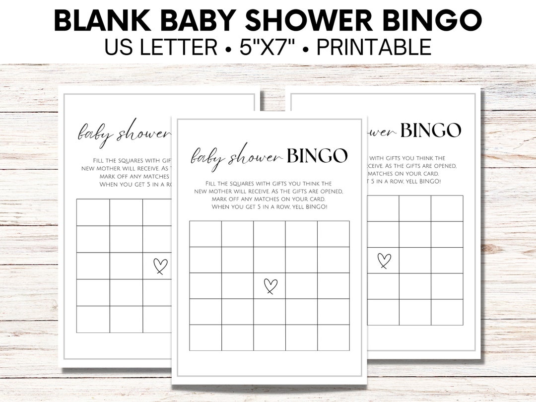 Baby Shower Bingo Blank Printable, Baby Bingo Cards, Baby Bingo ...