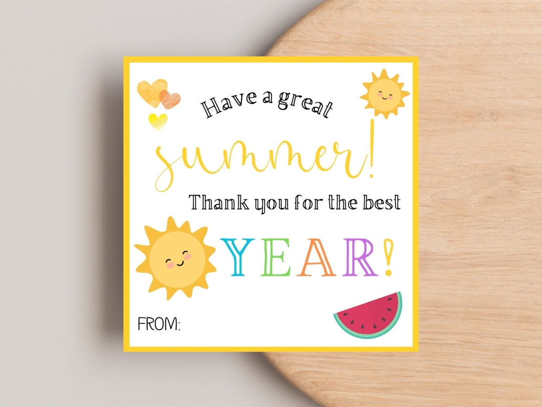 Last Day of School Tag, Beach Towel Gift Tag, Happy Summer Gift Tag ...