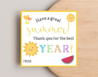 End of Year Teacher Gift Tag, Summer Teacher Gift Tag, Teacher Beach ...