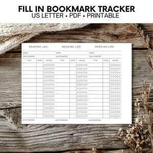 Reading Log Bookmark - Printable Book Tracker - Library Card - Book ...