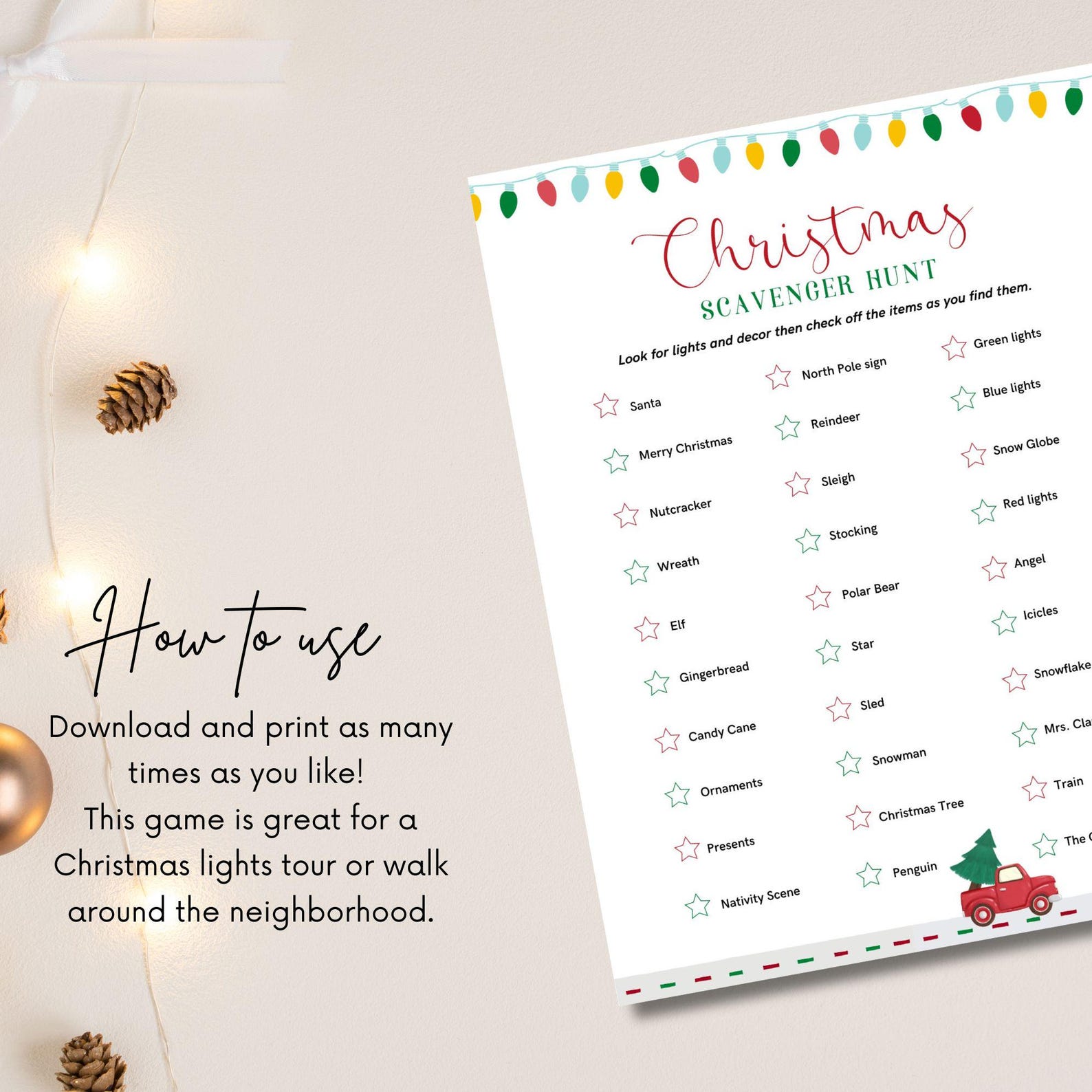 Christmas Lights Scavenger Hunt, Christmas Decoration Scavenger Hunt ...