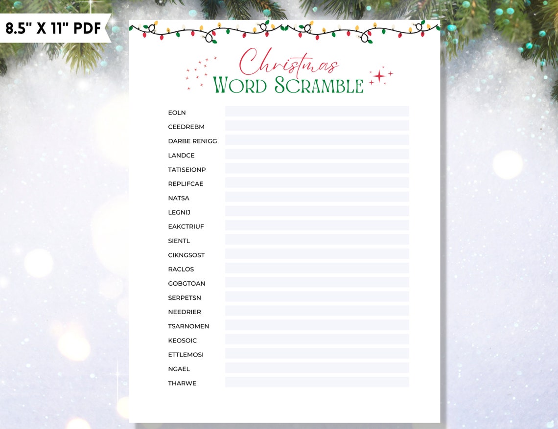 Christmas Word Scramble Printable Christmas Scramble - Etsy