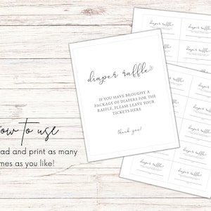 Instant Download, Diy Diaper Raffle Ticket and Sign, Printable Diaper ...