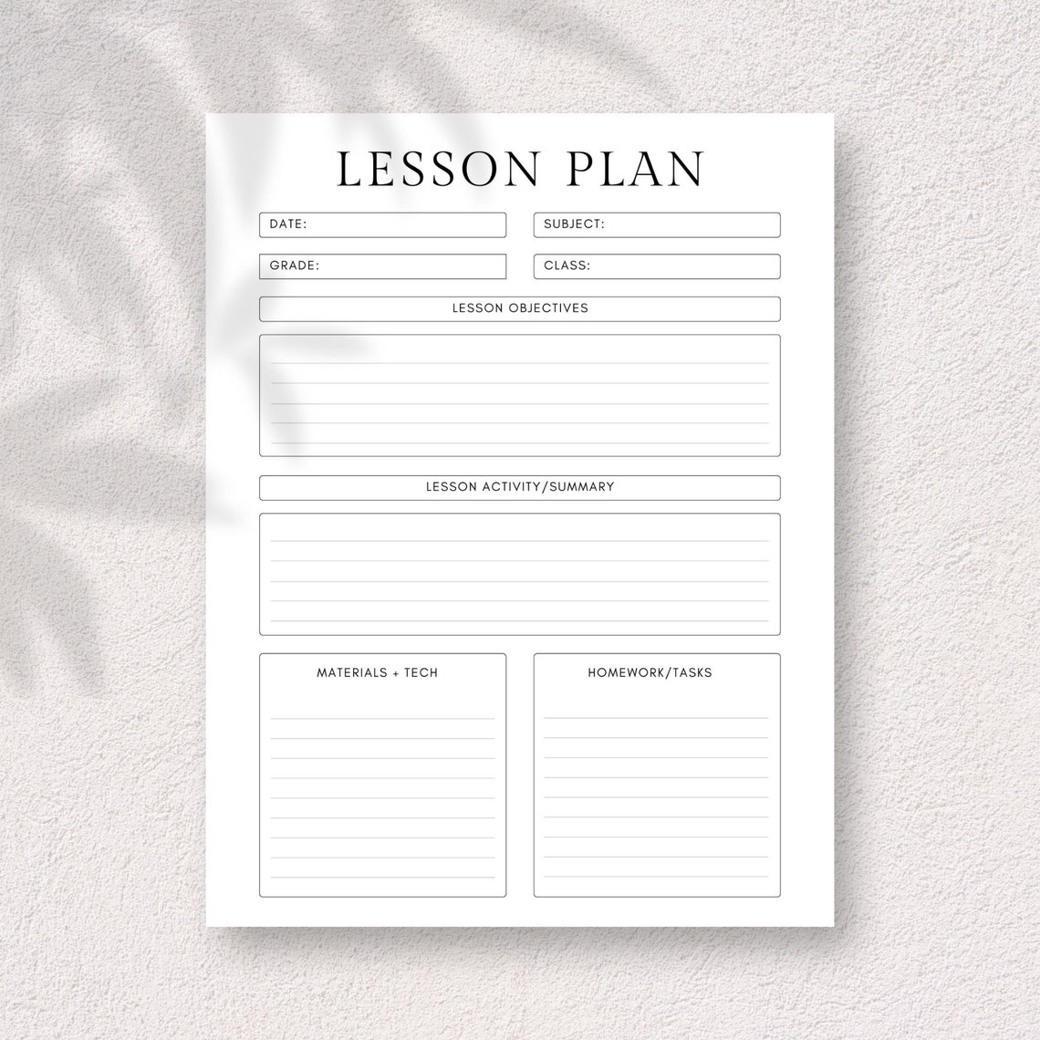 Lesson Plan Template, Simple Lesson Plan Book, Weekly Lesson Plan ...