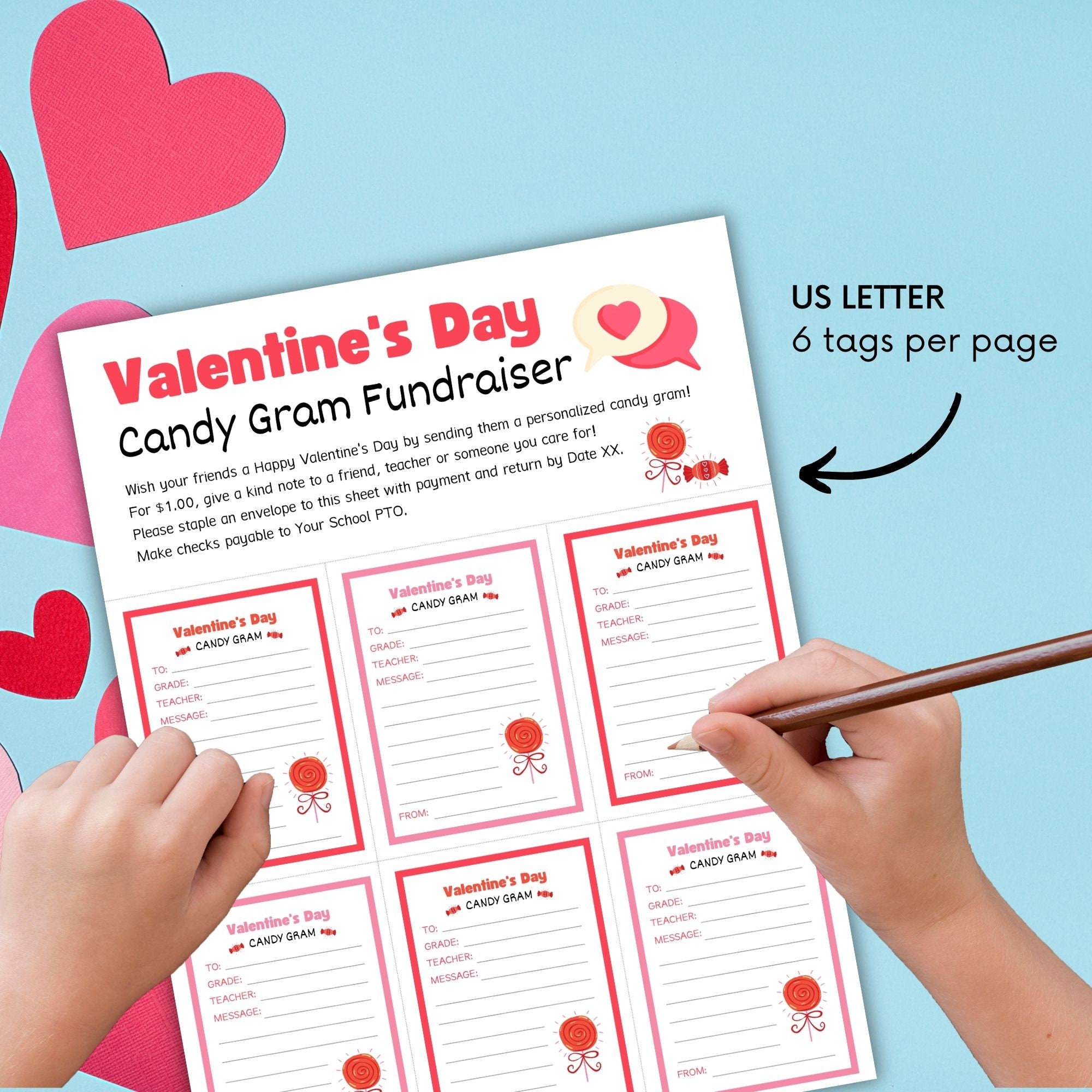 Editable Candy Gram Flyer, School Fundraiser, Valentines Party Games ...
