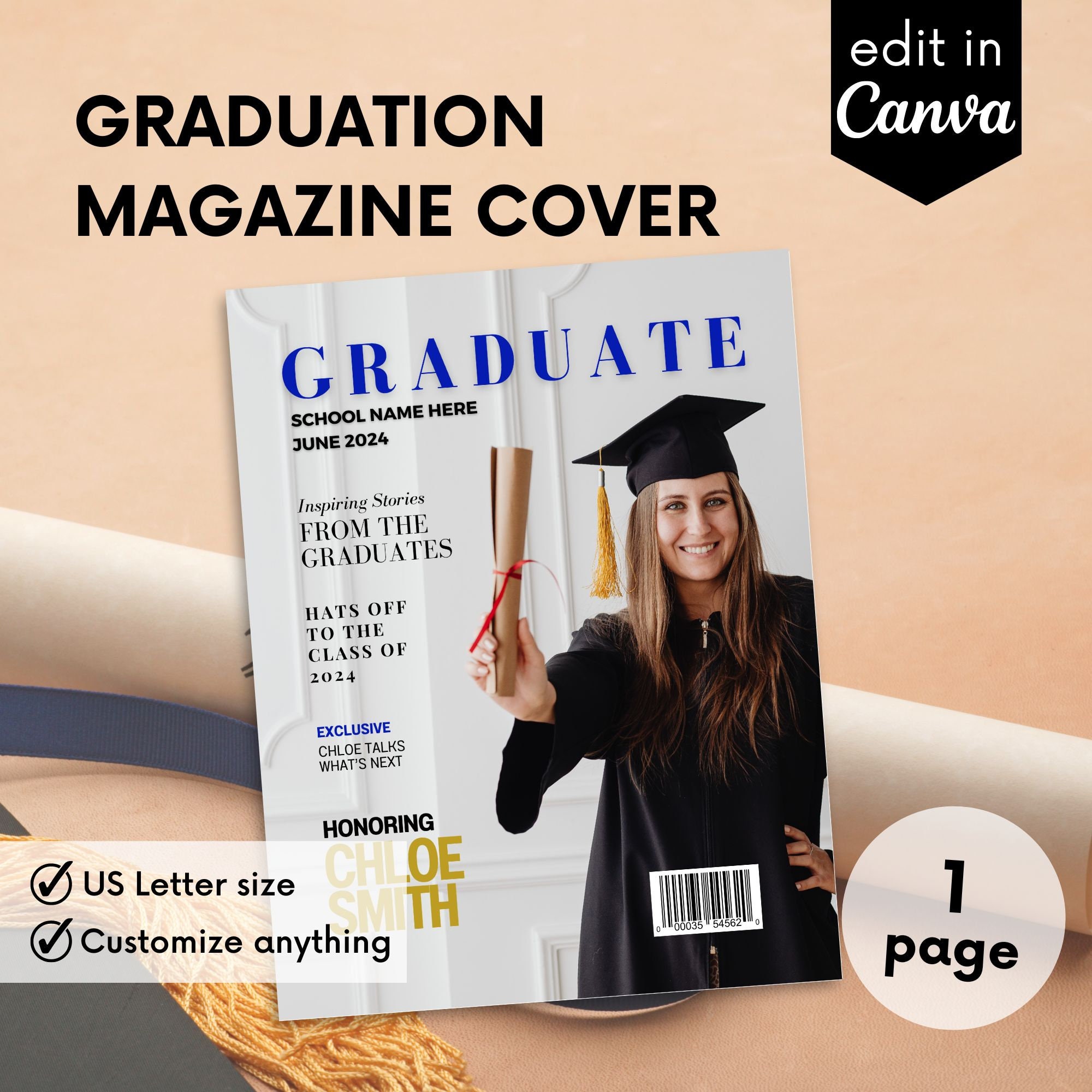 Graduation Magazine Template, Custom Magazine, Graduation Magazine ...