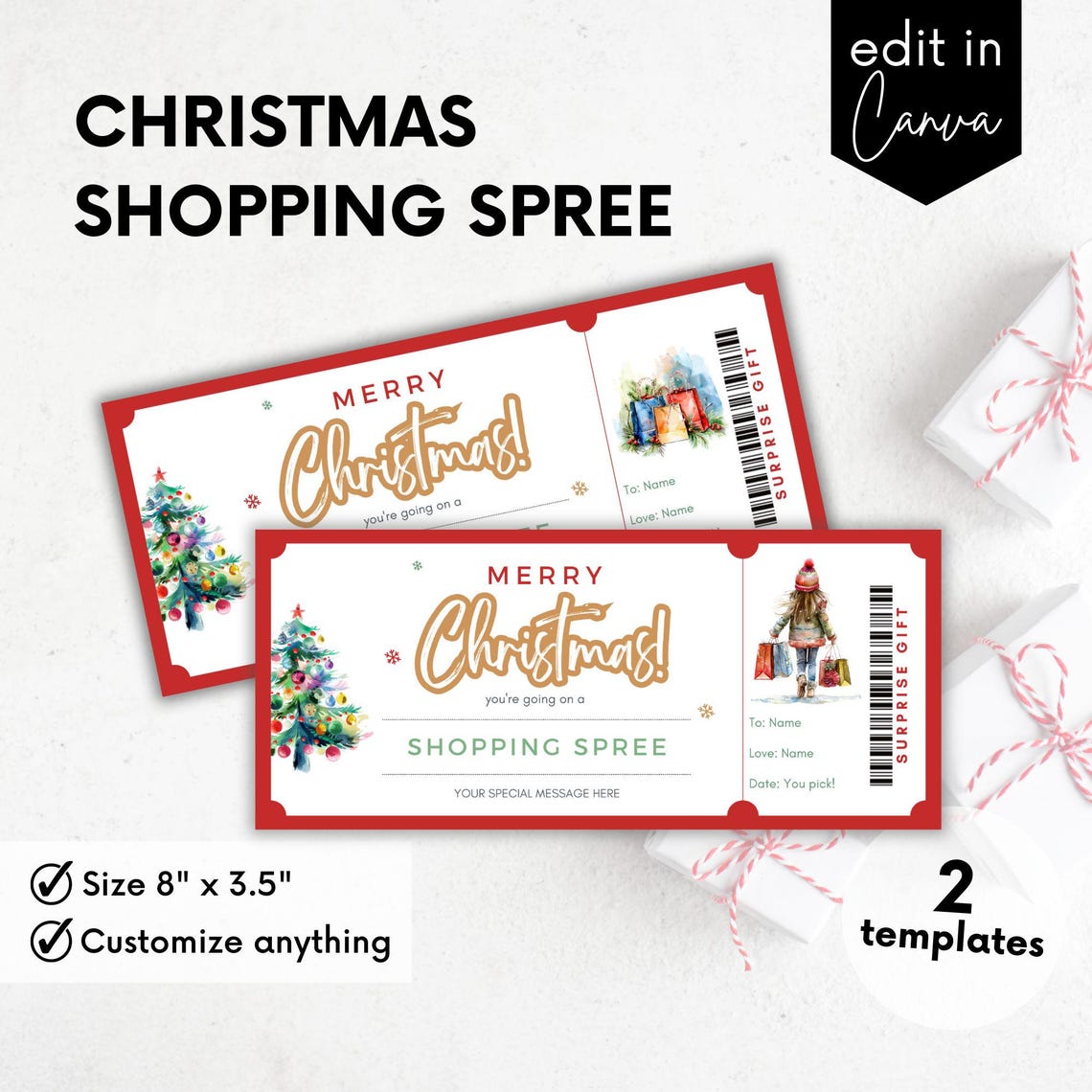 Printable Shopping Spree Christmas Gift Voucher, Shopping Spree ...