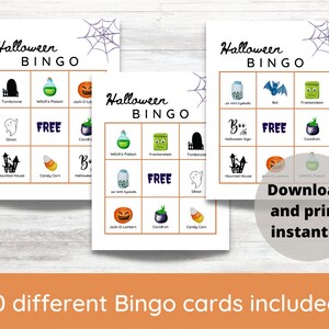 Halloween Bingo Cards Printable Bingo Scavenger Hunt for - Etsy