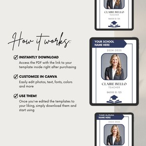 Teacher Id Card Template, Custom Kid Id Card, ID Badge Template, Canva ...