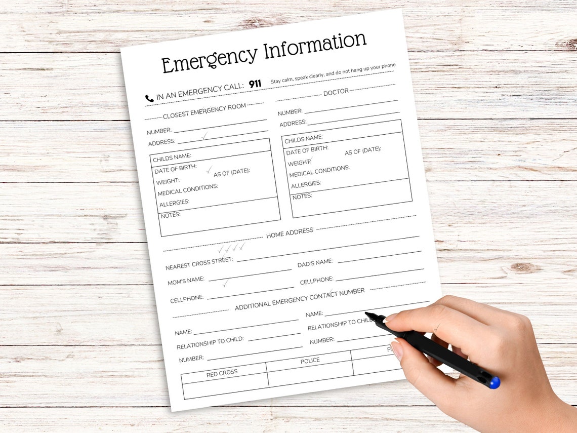 Emergency Binder, in Case of Emergency, Emergency Contact Information ...