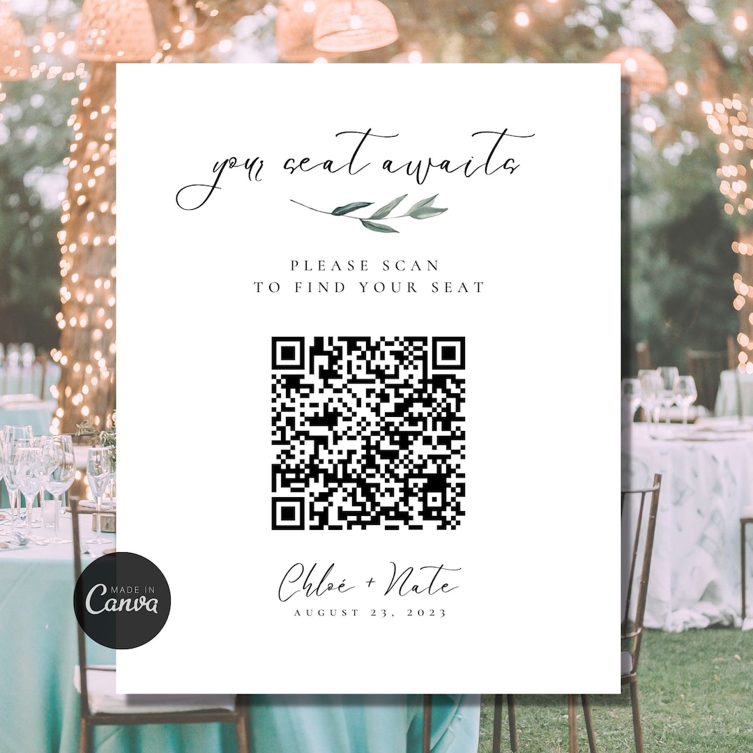 QR Code for Seating Chart, Seating Chart QR Code Sign, Wedding Seat ...