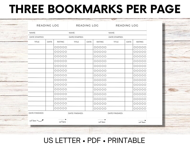 Reading Log Bookmark - Printable Book Tracker - Library Card - Book ...