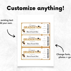 Graduation, Digital Tickets, Event Ticket Template, Printable Event ...