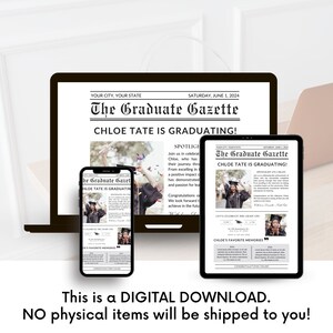 Editable Graduation Newspaper Template, Newspaper Graduation, Grad ...