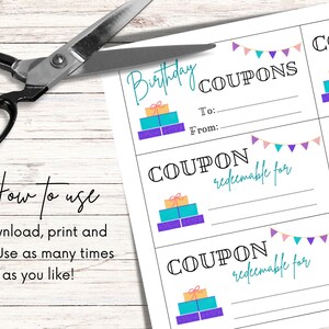 Custom Birthday Voucher, Birthday Coupons, Happy Birthday Gift ...