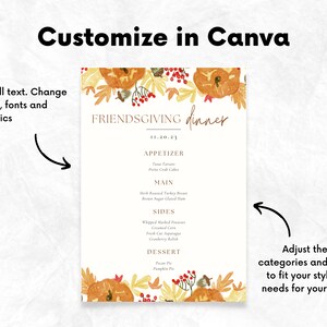Friendsgiving Menu Printable Thanksgiving Menu Template - Etsy