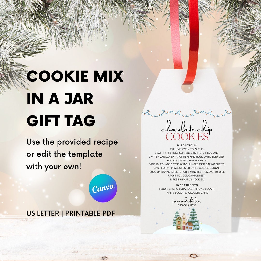 Custom Cookie Jar Cookie Mix in a Jar Gift Tag Template - Etsy