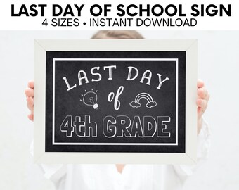 Last Day of 4th Grade Sign Last Day of School Sign Printable Last Day ...