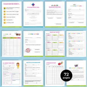 Daycare Forms, Daycare Starter Kit, Daycare Daily Report, Child Care ...