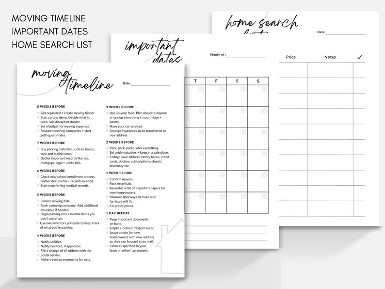 Moving Checklist Moving Binder Moving Planner Moving - Etsy