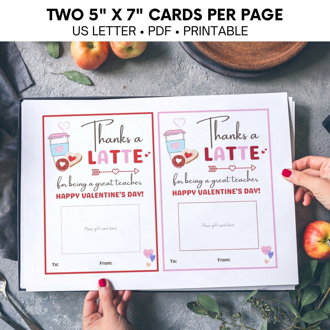 Instant Download, Happy Valentines Day, Thanks A Latte, Valentine ...