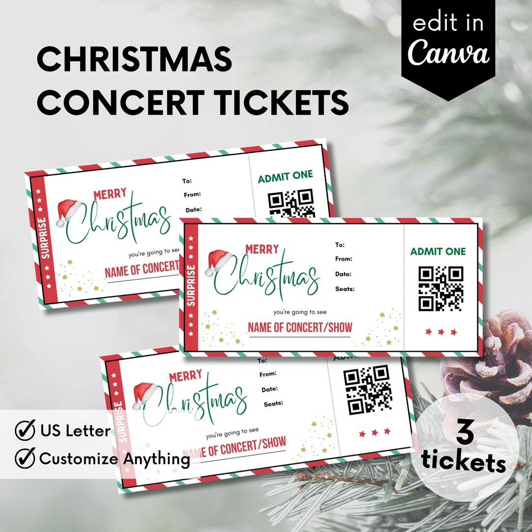 Christmas Concert Ticket, Custom Concert, Instant Download, Concert ...