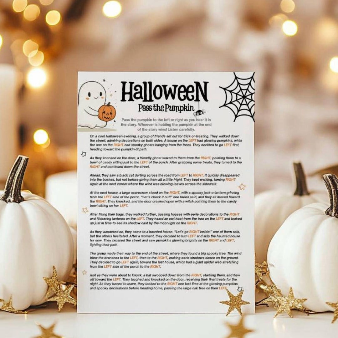 Pass the Pumpkin Game Halloween Printable, Halloween Left Right Game ...