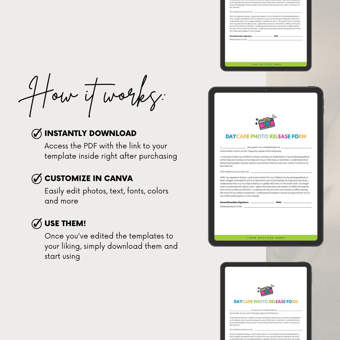 Daycare Photo Release Form, School Media Release Form, Photo Permission ...