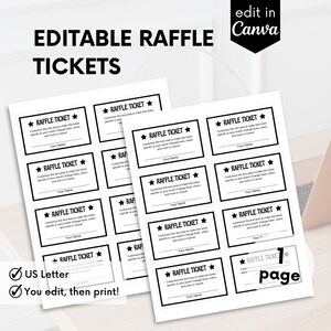 Instant Download Printable Raffle Ticket Custom Diy Ticket - Etsy