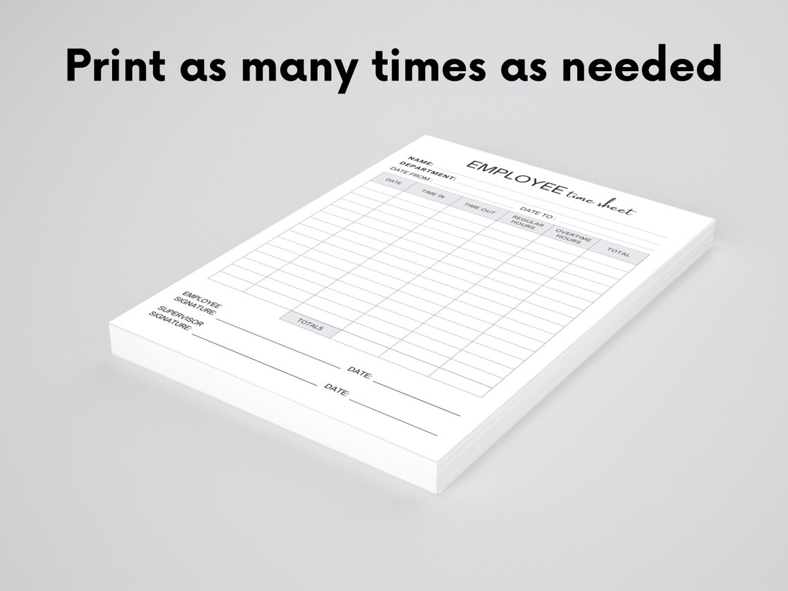 Small Business Time Sheet Employee Time Sheet Time Sheet - Etsy
