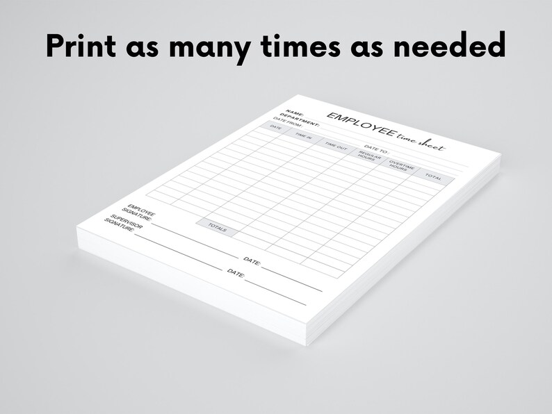 Small Business Time Sheet Employee Time Sheet Time Sheet - Etsy