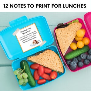 Thanksgiving Printable Lunch Box Notes for Kids, Fall Lunchbox Notes ...