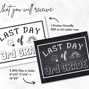Instant Download, Third Grade Sign, Last Day of School Sign, Printable ...