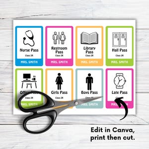 Classroom Hall Pass Template, Student Hall Passes, Hall Pass Printable ...
