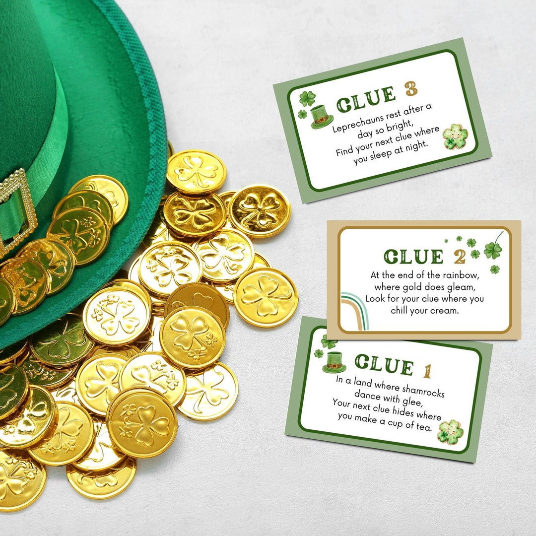 Leprechaun Scavenger Hunt, Pot of Gold, Saint Patrick's Day Scavenger ...